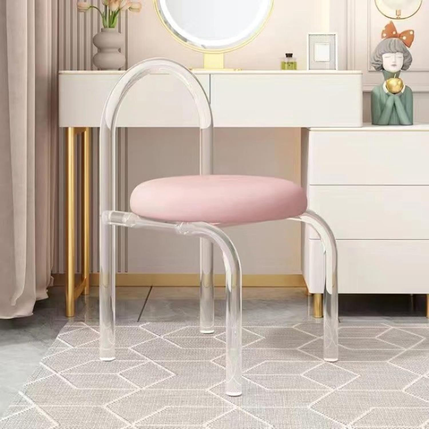 Transparent Crystal Chair Modern Kitchen Dining Chairs Cosmetic Chair ...