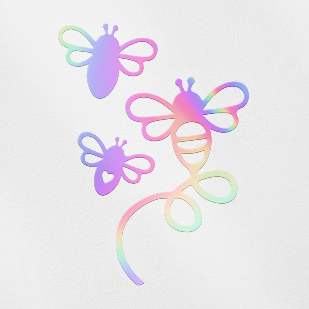 Transparent Decal Stickers Of Bees Silhouette (Hologram) Premium ...
