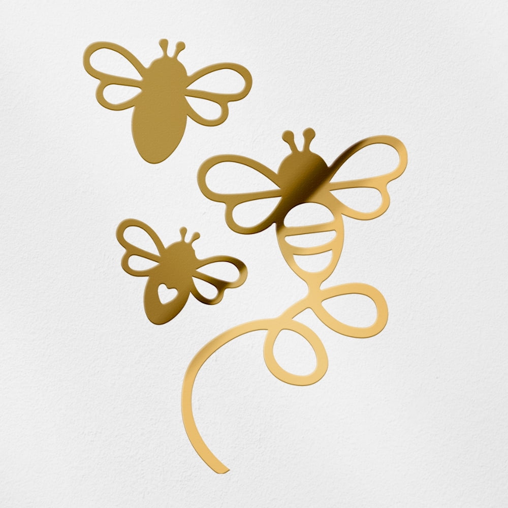 Transparent Decal Stickers Of Bees Silhouette (Metallic Gold) Premium ...