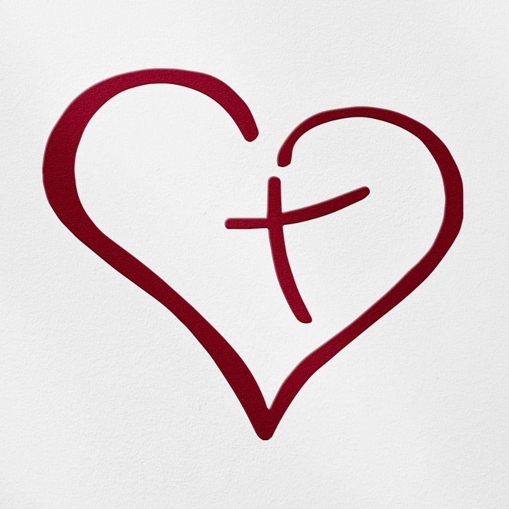 Transparent Decal Stickers Of Christian Cross Inside The Heart ...