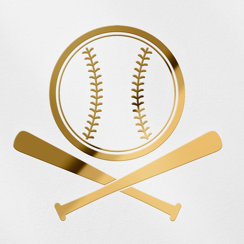 Transparent Decal Stickers Of Crossed Baseball Bats (Metallic Gold ...