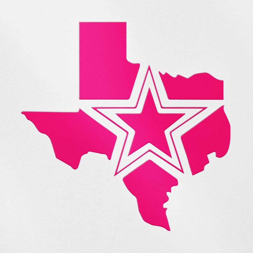Transparent Decal Stickers Of Dallas Texas (Pink) Premium Waterproof ...