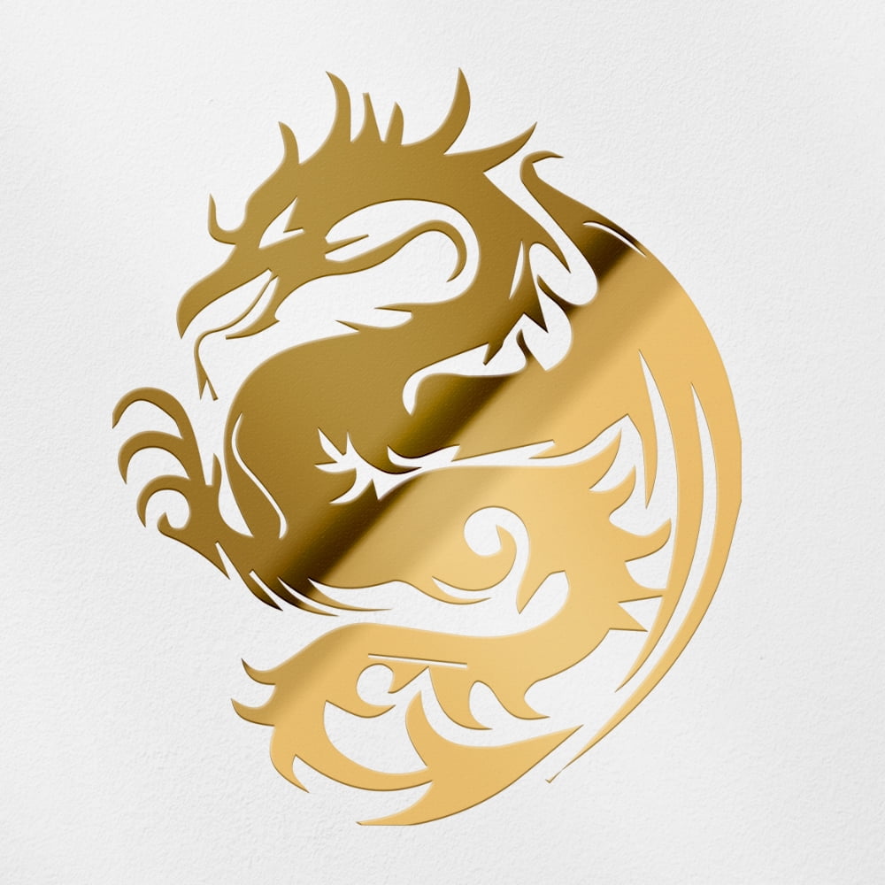 Transparent Decal Stickers Of Dragon Silhouette 5 (Metallic Gold ...