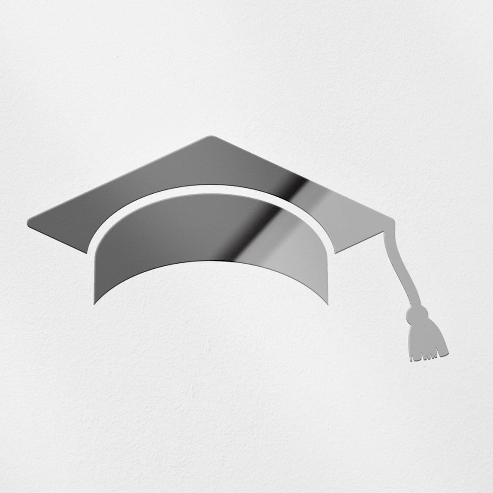 Transparent Decal Stickers Of Grad Cap (Metallic Silver) Premium ...