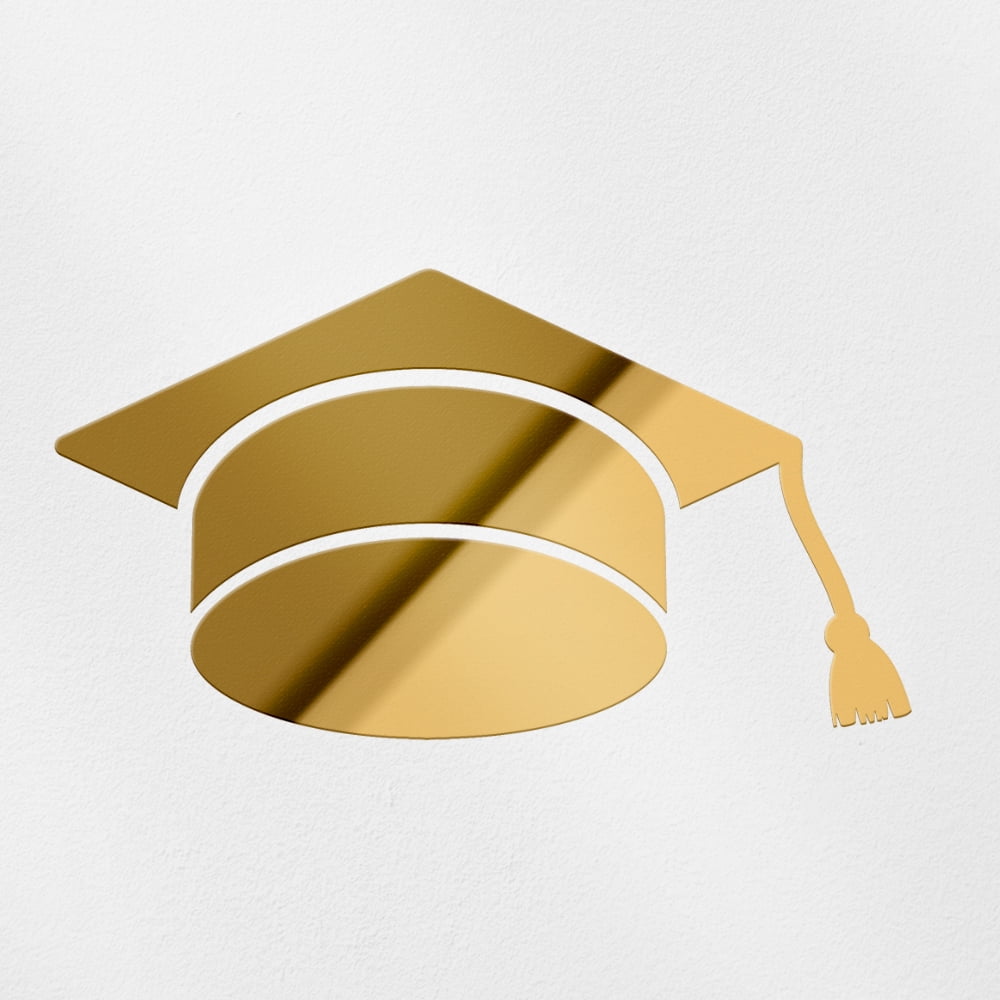 Transparent Decal Stickers Of Graduation Cap (Metallic Gold) Premium ...
