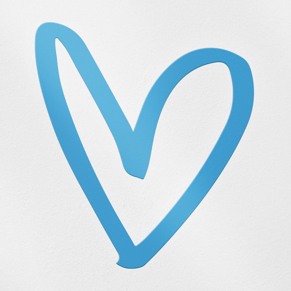 Transparent Decal Stickers Of Hand Drawn Heart (Azure Blue) Premium ...