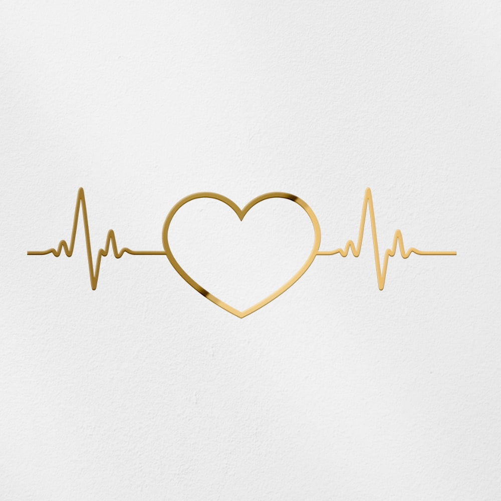 Transparent Decal Stickers Of Heartbeat Love (Metallic Gold) Premium ...