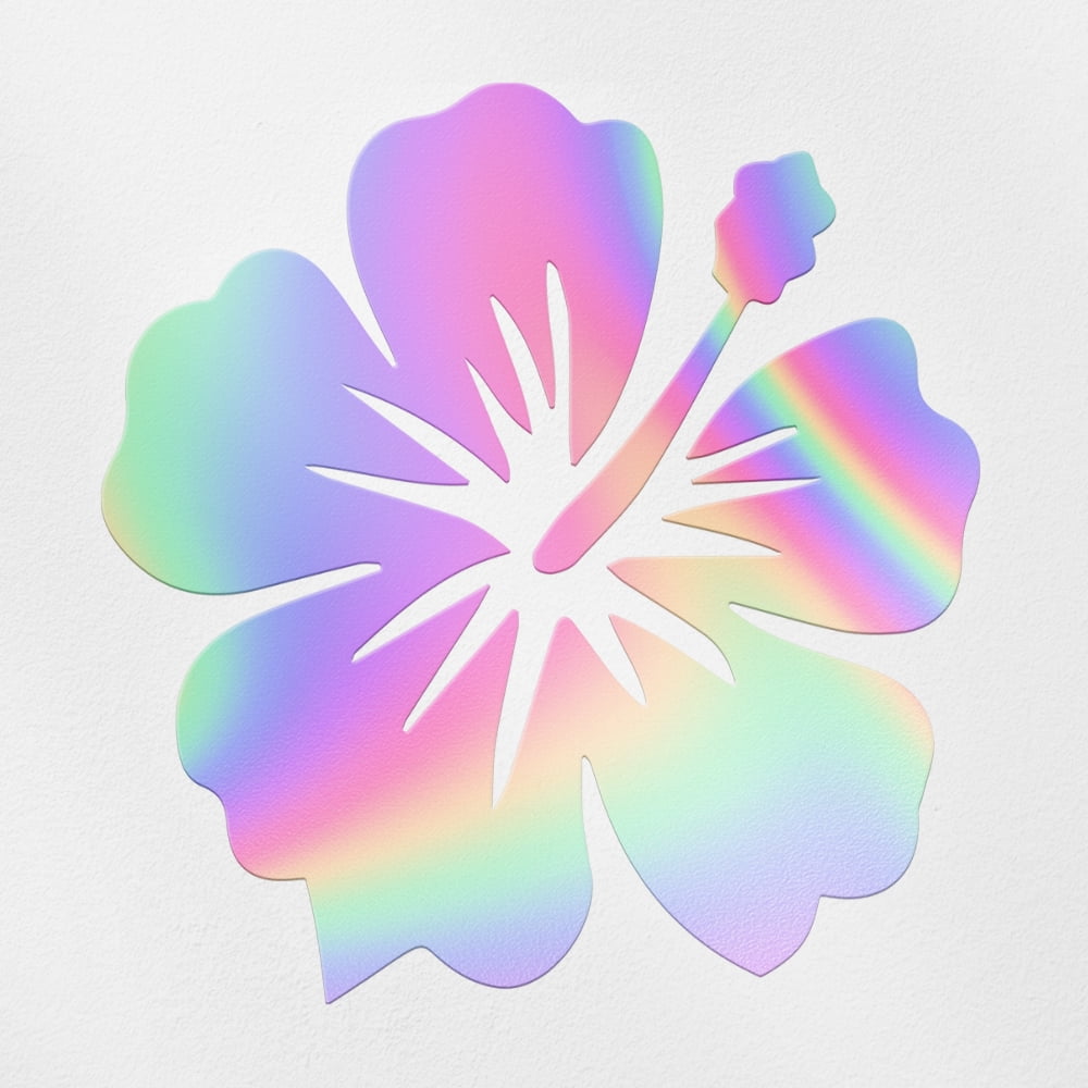 Transparent Decal Stickers Of Hibiscus Hawaii Comic (Hologram) Premium ...