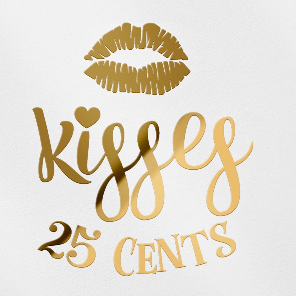 Transparent Decal Stickers Of Kisses 25 Cents (Metallic Gold) Premium ...