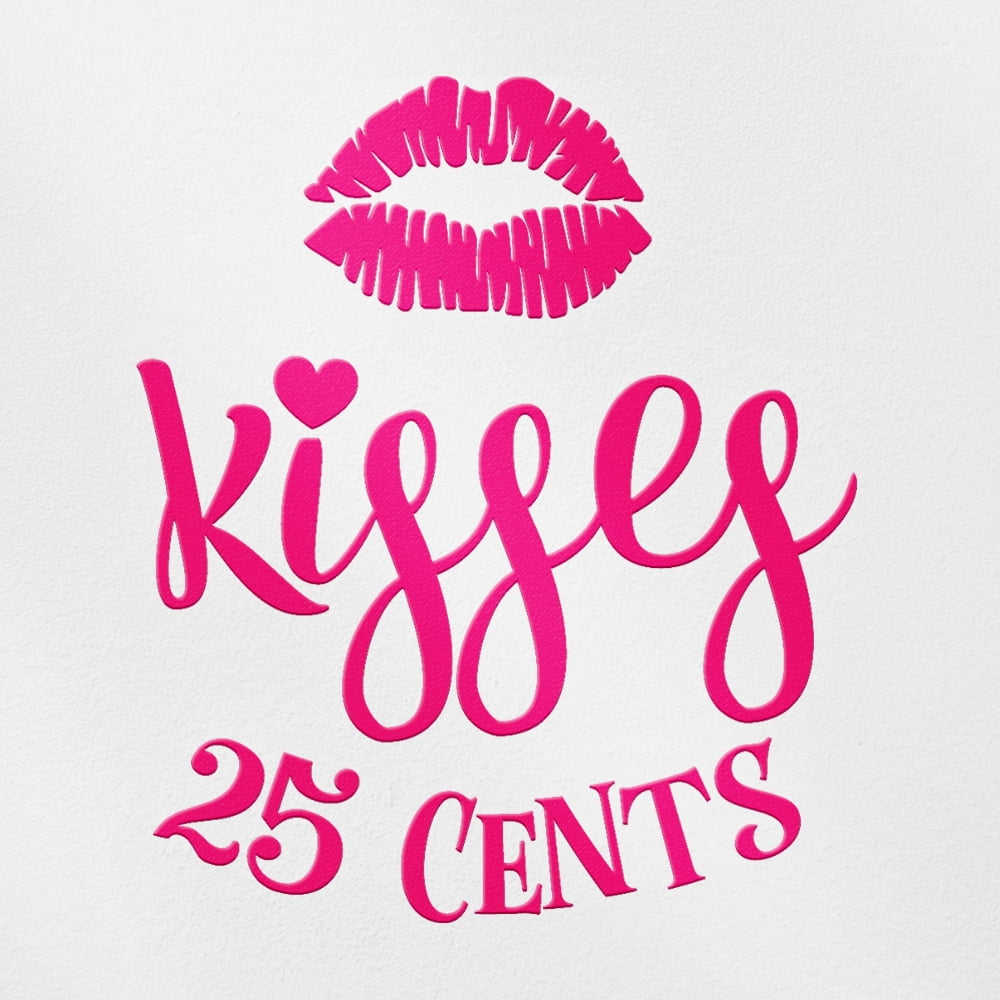 Transparent Decal Stickers Of Kisses 25 Cents (Pink) Premium Waterproof ...