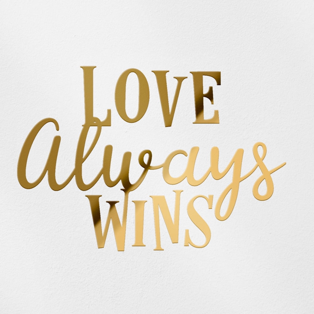 Transparent Decal Stickers Of Love Always Wins (Metallic Gold) Premium ...