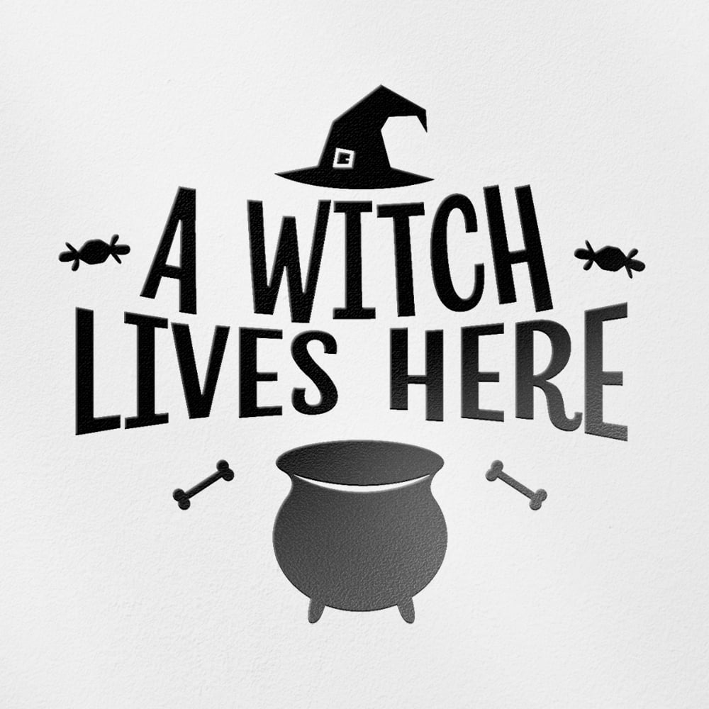 Transparent Decal Stickers Of A Witch Lives Here (Black) Premium ...