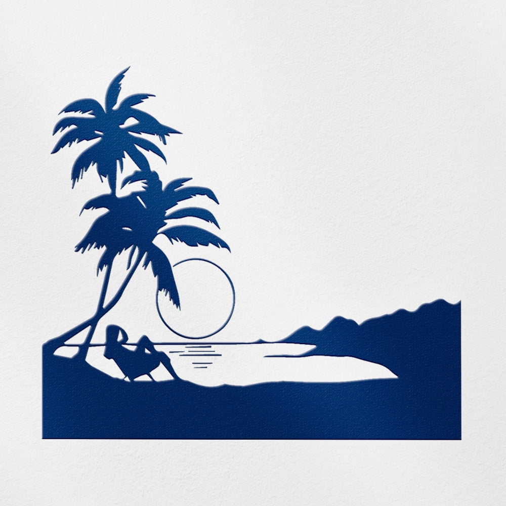 Transparent Decal Stickers Of Beach (Navy Blue) Premium Waterproof ...