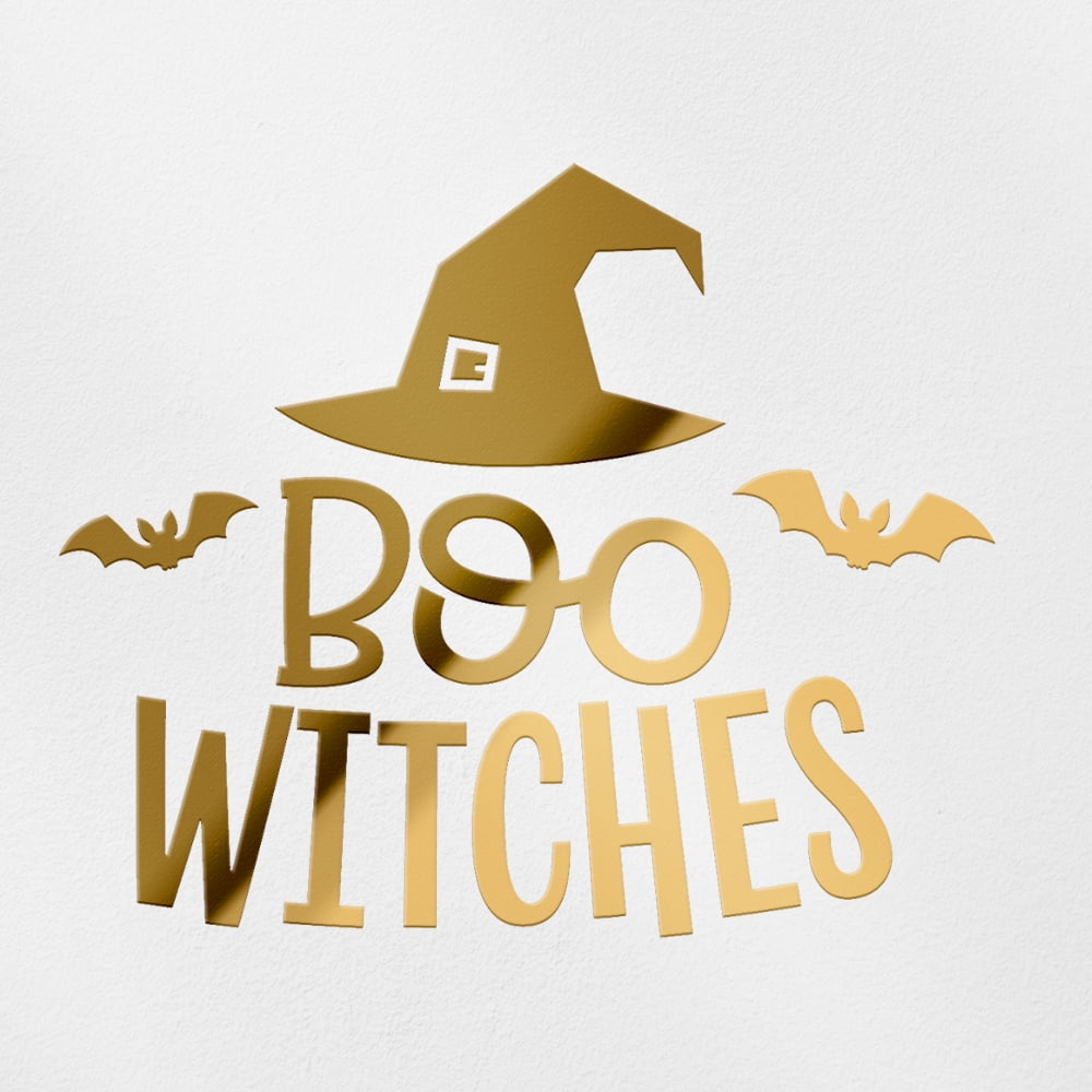 Transparent Decal Stickers Of Boo Witches (Metallic Gold) Premium ...
