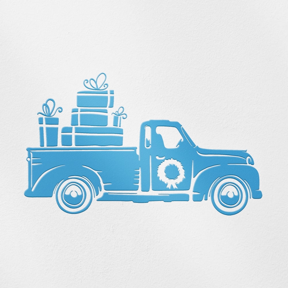 Transparent Decal Stickers Of Christmas Truck (Azure Blue) Premium ...