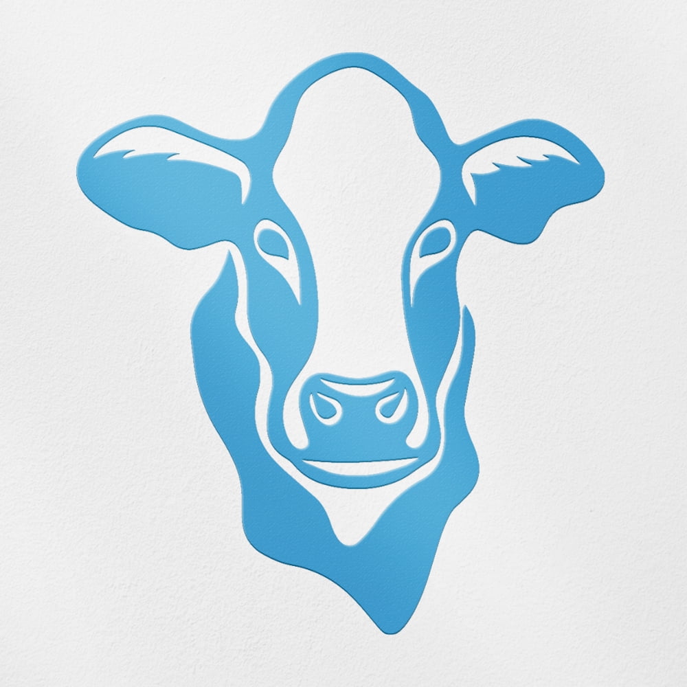 Transparent Decal Stickers Of Cow Face (Azure Blue) Premium Waterproof ...