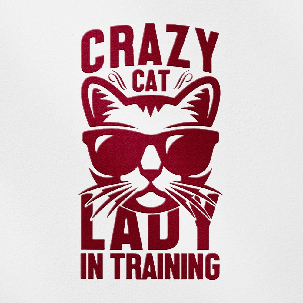 Transparent Decal Stickers Of Crazy Cat (Burgundy) Premium Waterproof ...