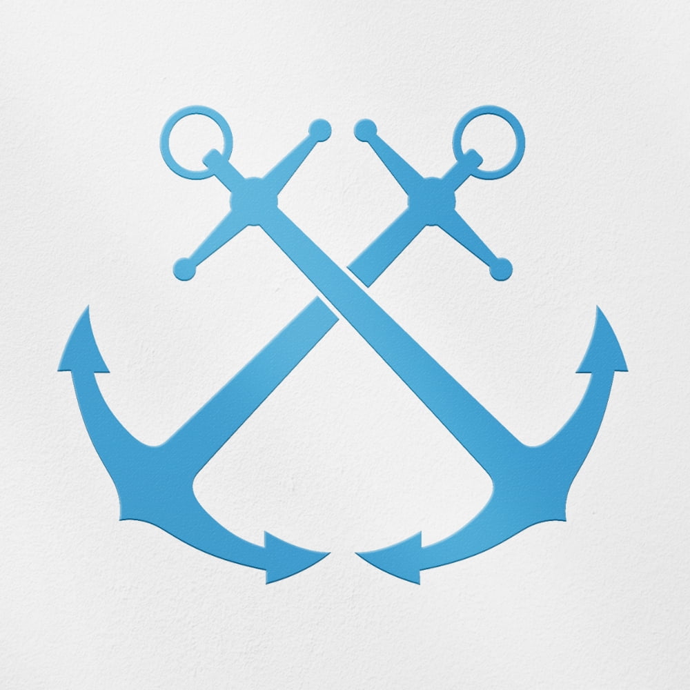 Transparent Decal Stickers Of Crossed Anchor (Azure Blue) Premium ...