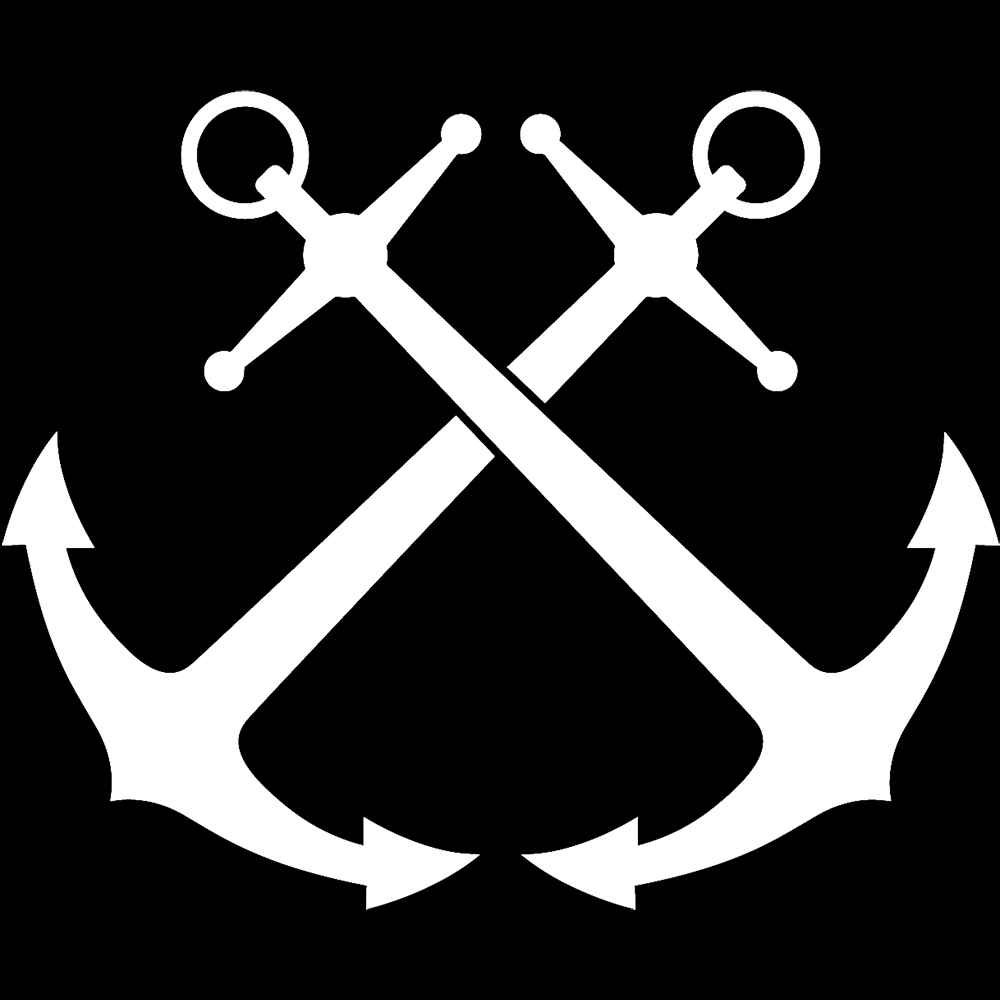 Transparent Decal Stickers Of Crossed Anchor (White) Premium Waterproof ...