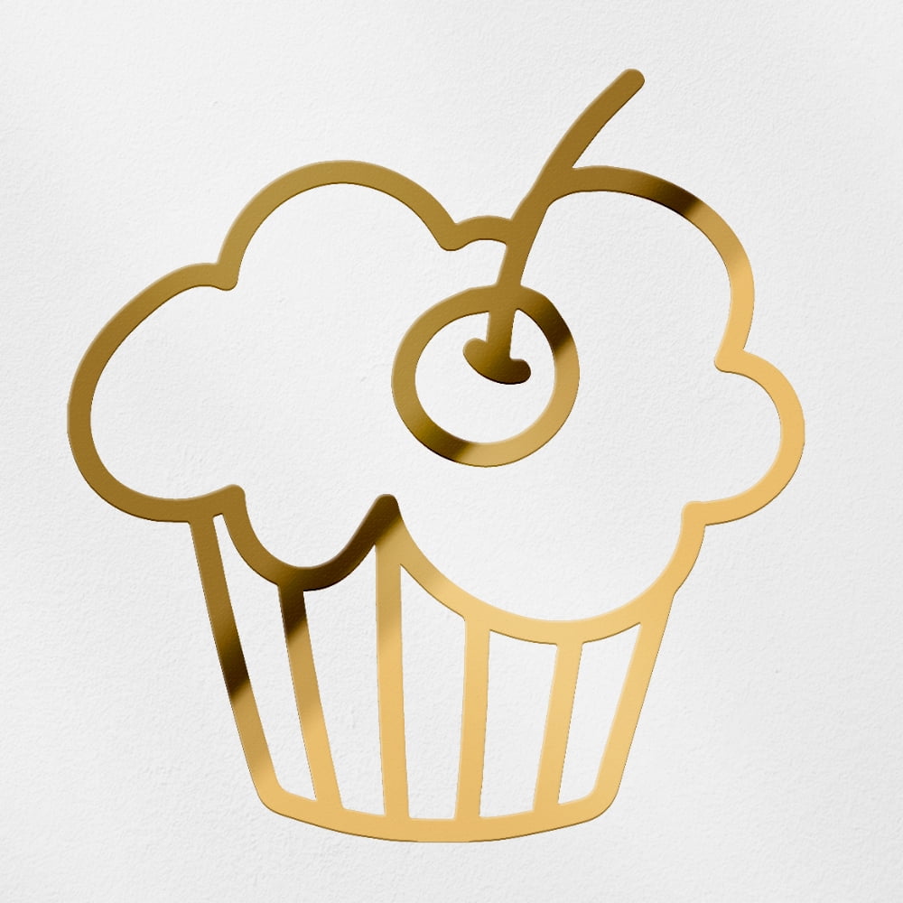 Transparent Decal Stickers Of Cupcake (Metallic Gold) Premium ...