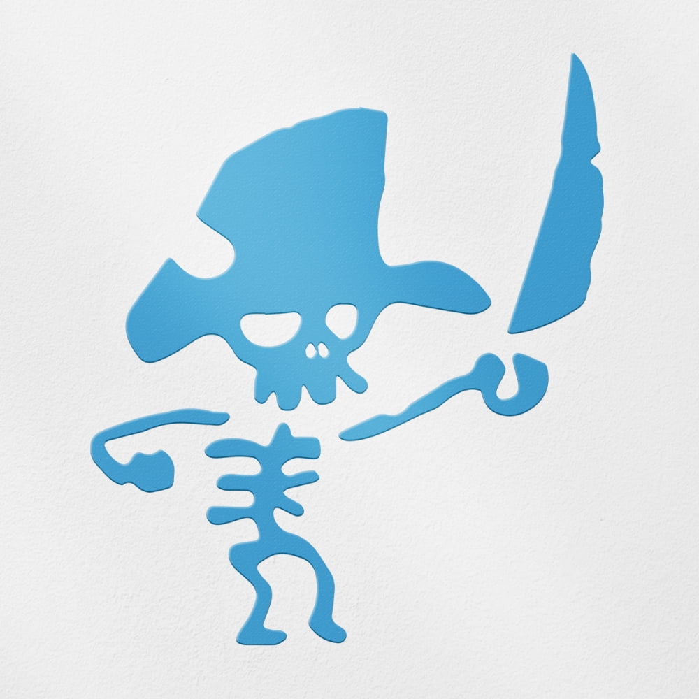 Transparent Decal Stickers Of Cute Pirate Skull Comic (Azure Blue ...