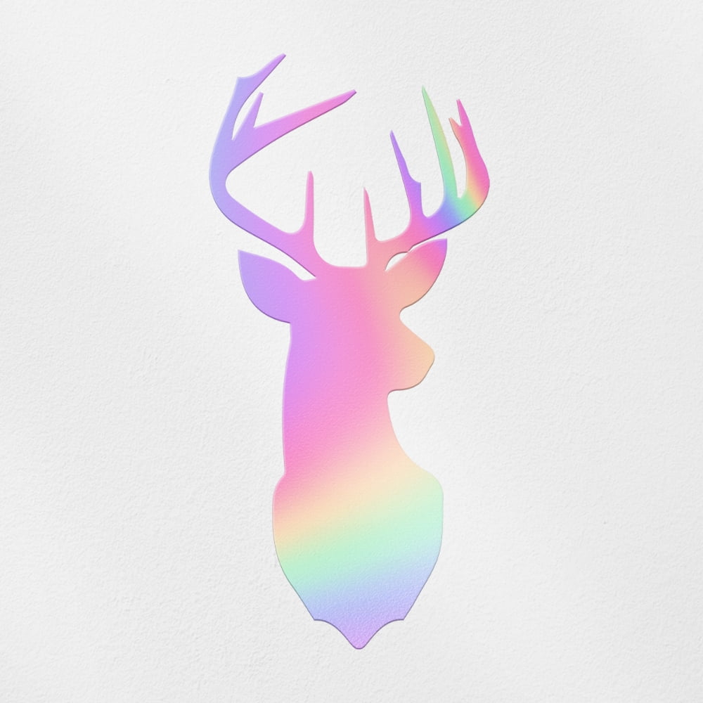 Transparent Decal Stickers Of Deer Head 4 (Hologram) Premium Waterproof ...