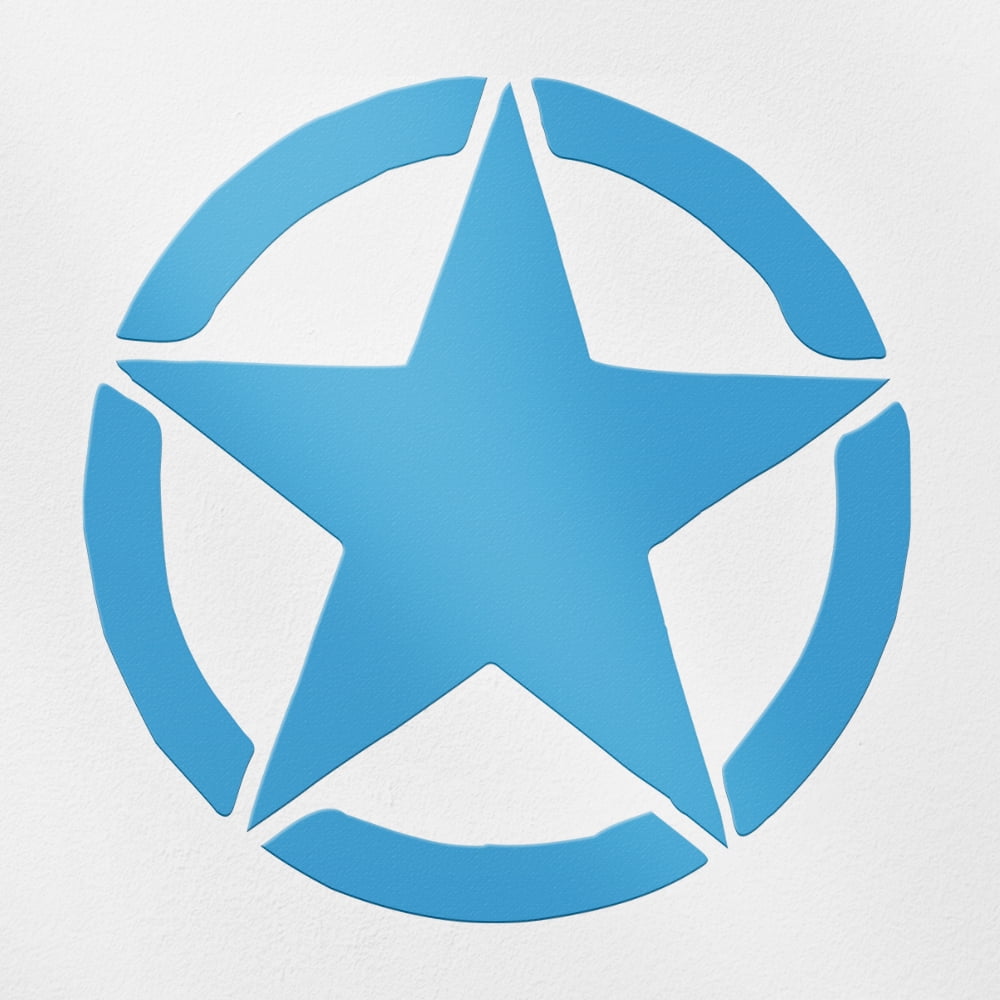 Transparent Decal Stickers Of Distressed Military Star (Azure Blue ...