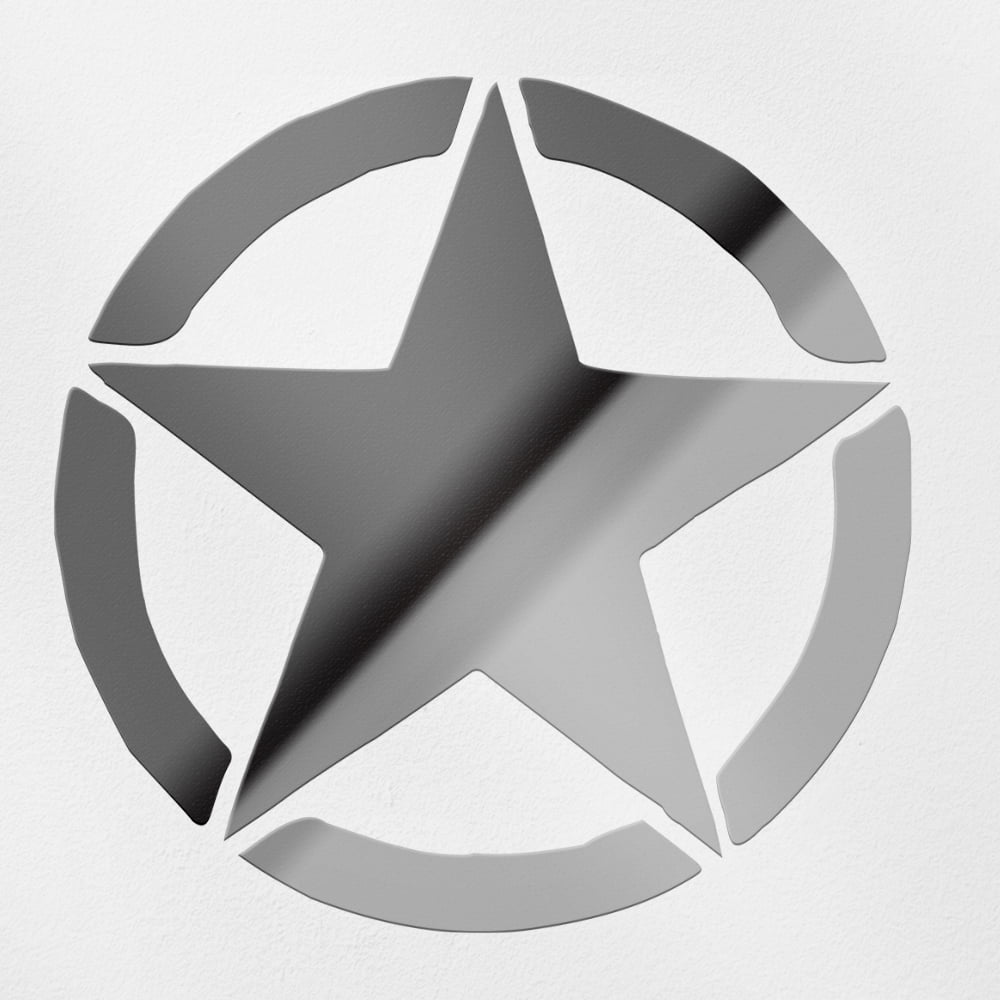 Transparent Decal Stickers Of Distressed Military Star (Metallic Silver ...