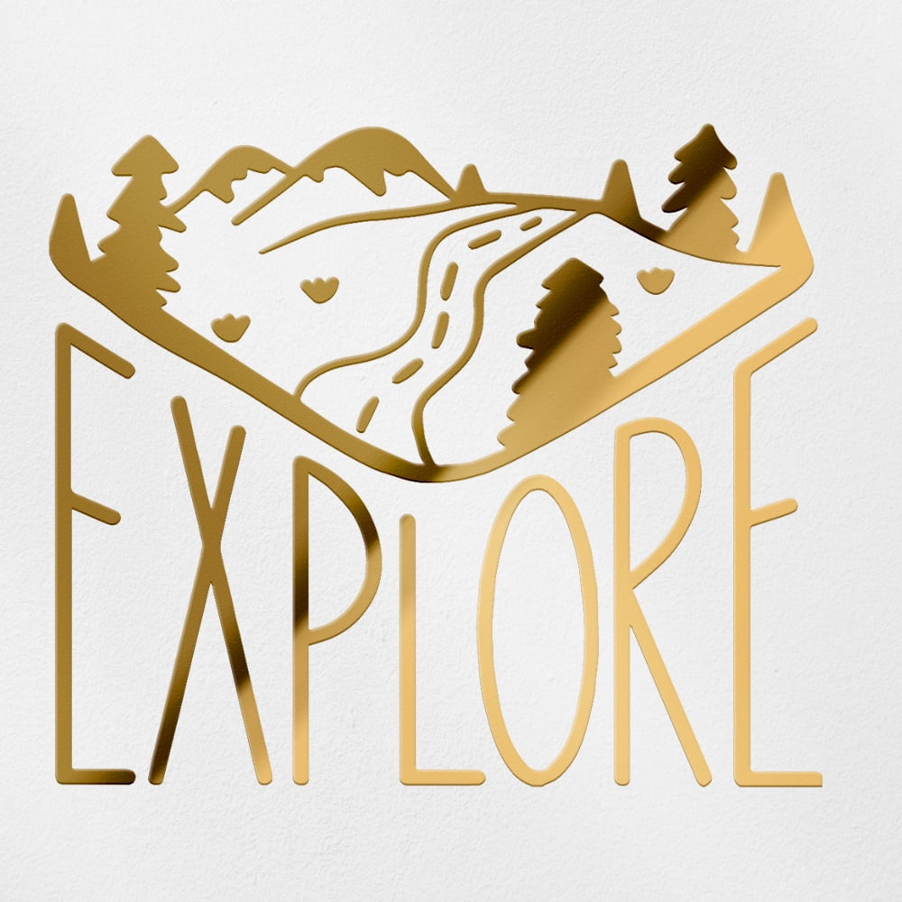 Transparent Decal Stickers Of Explore (Metallic Gold) Premium ...
