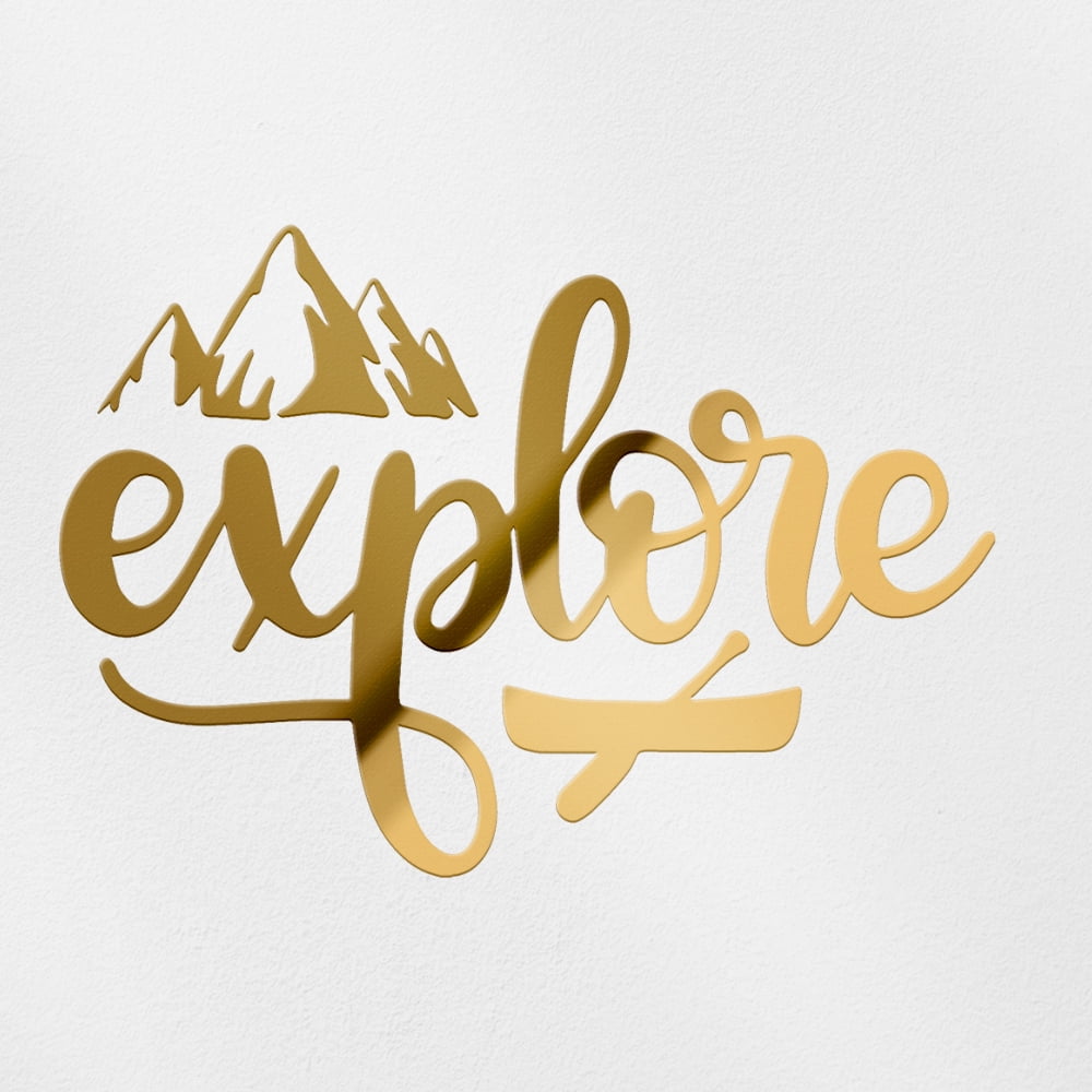 Transparent Decal Stickers Of Explore (Metallic Gold) Premium ...