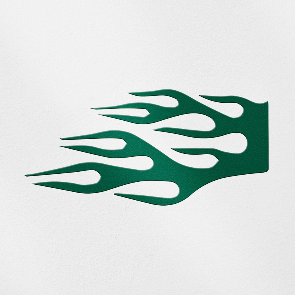 Transparent Decal Stickers Of Flat Edge Auto Graphic Flame (Green ...