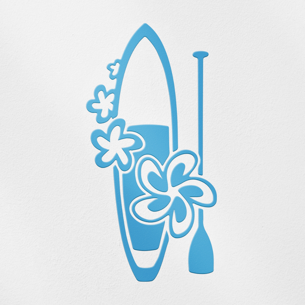 Transparent Decal Stickers Of Floral Paddle Board Comic (Azure Blue ...