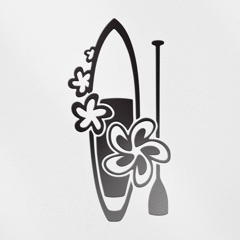 Transparent Decal Stickers Of Floral Paddle Board Comic (Black) Premium ...