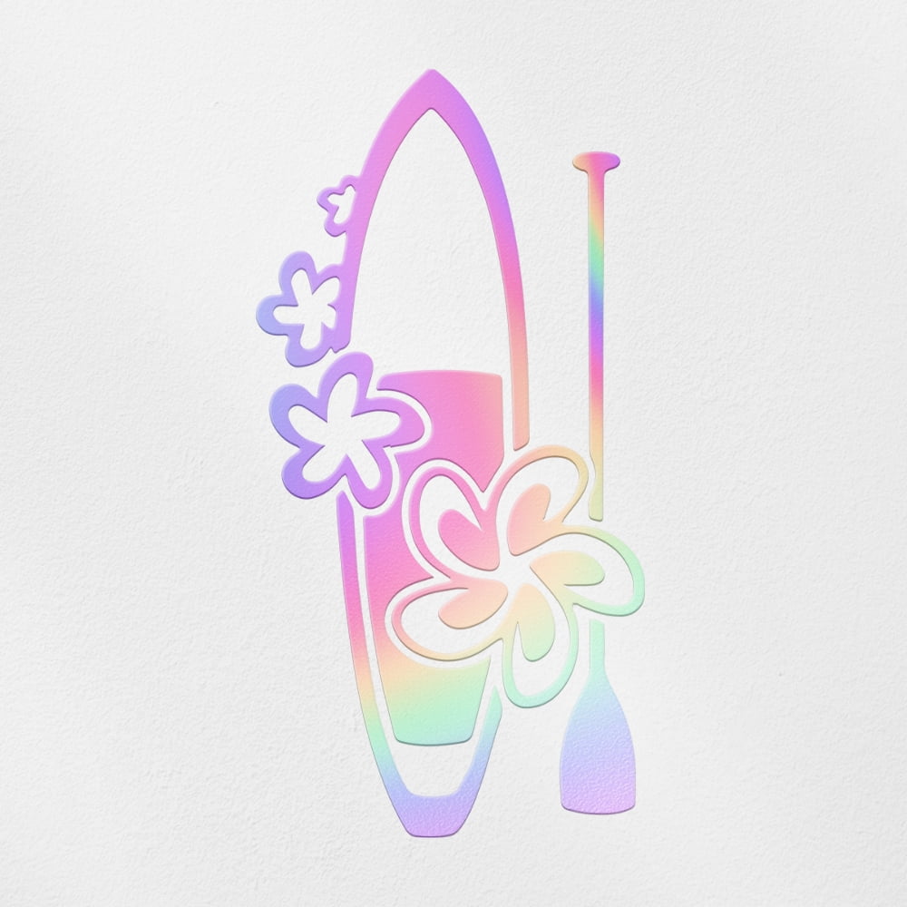 Transparent Decal Stickers Of Floral Paddle Board Comic (Hologram ...