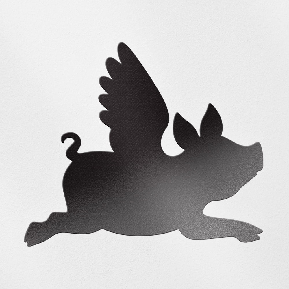 Transparent Decal Stickers Of Flying Pig Silhouette (Black) Premium ...