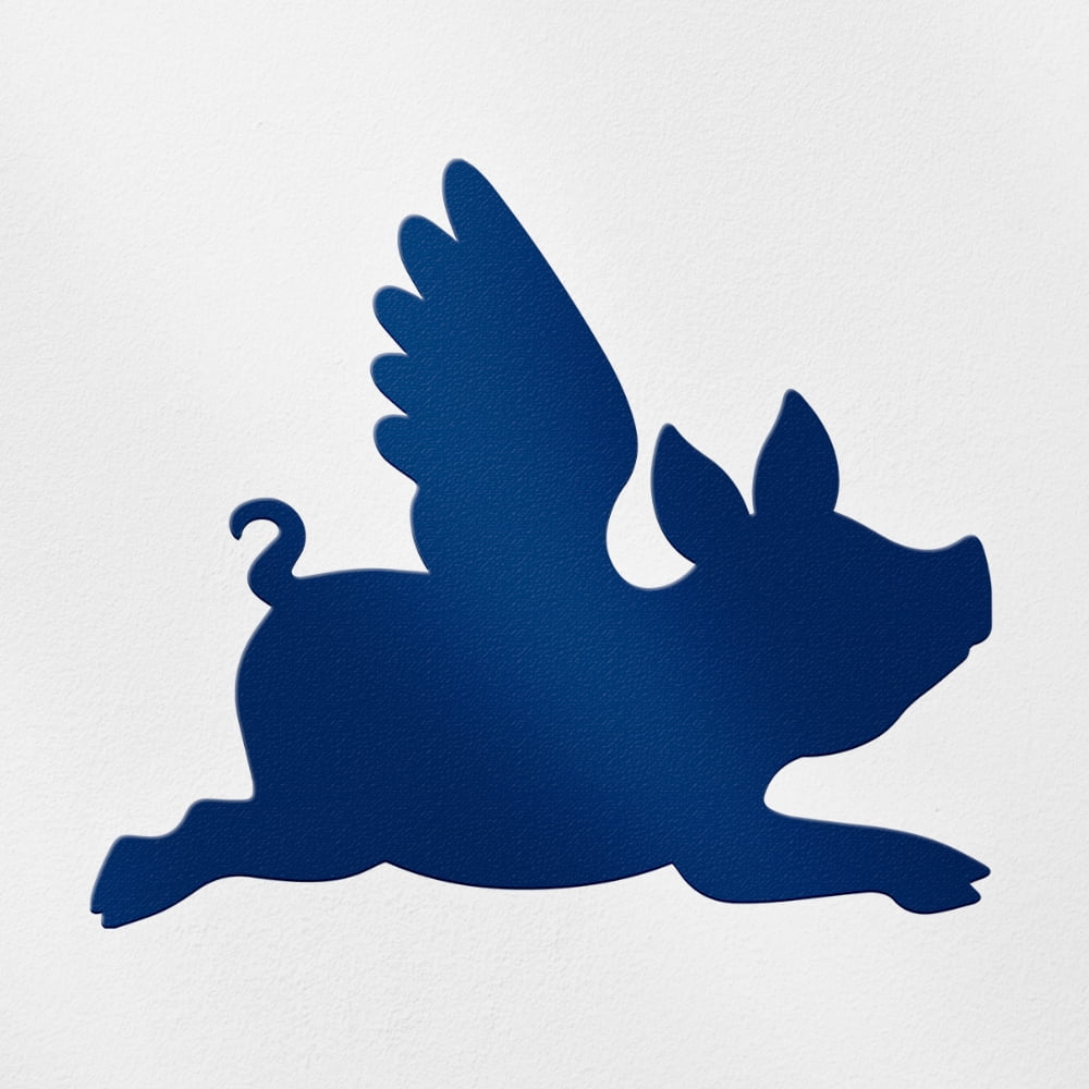 Transparent Decal Stickers Of Flying Pig Silhouette (Navy Blue) Premium ...