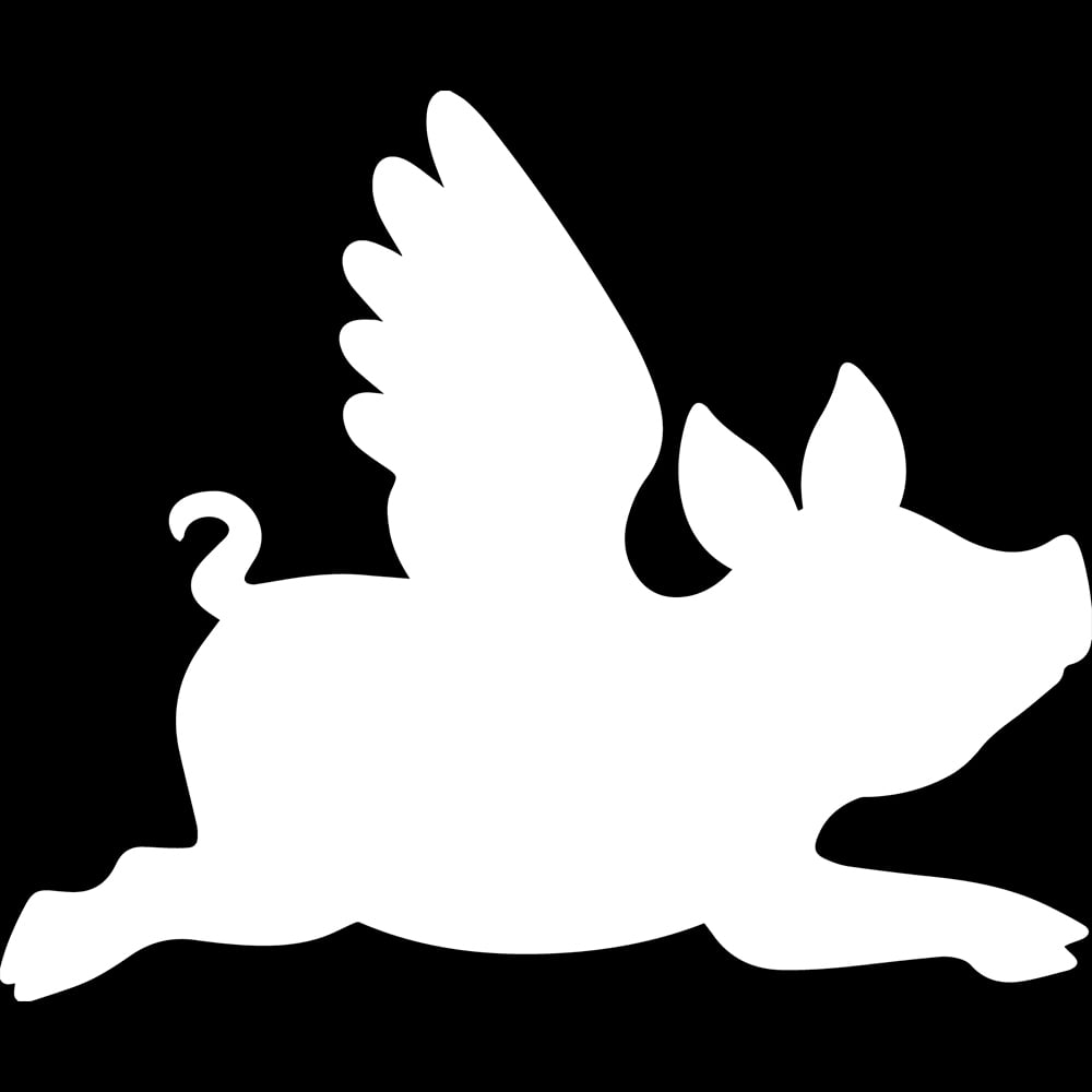 Transparent Decal Stickers Of Flying Pig Silhouette (White) Premium ...