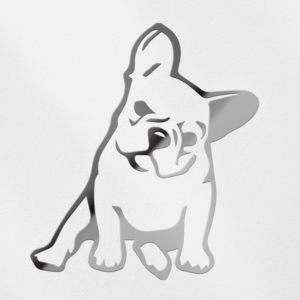 Transparent Decal Stickers Of French Bulldog Kute (Metallic Silver ...