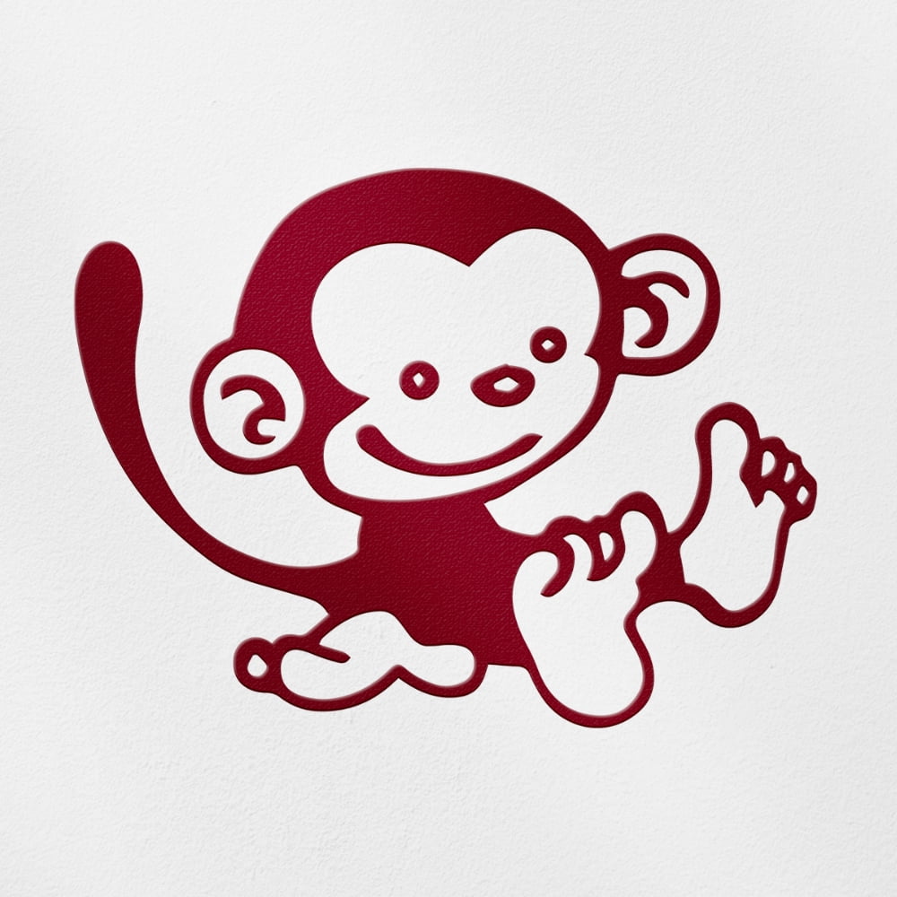 Transparent Decal Stickers Of Funny Monkey (Burgundy) Premium ...