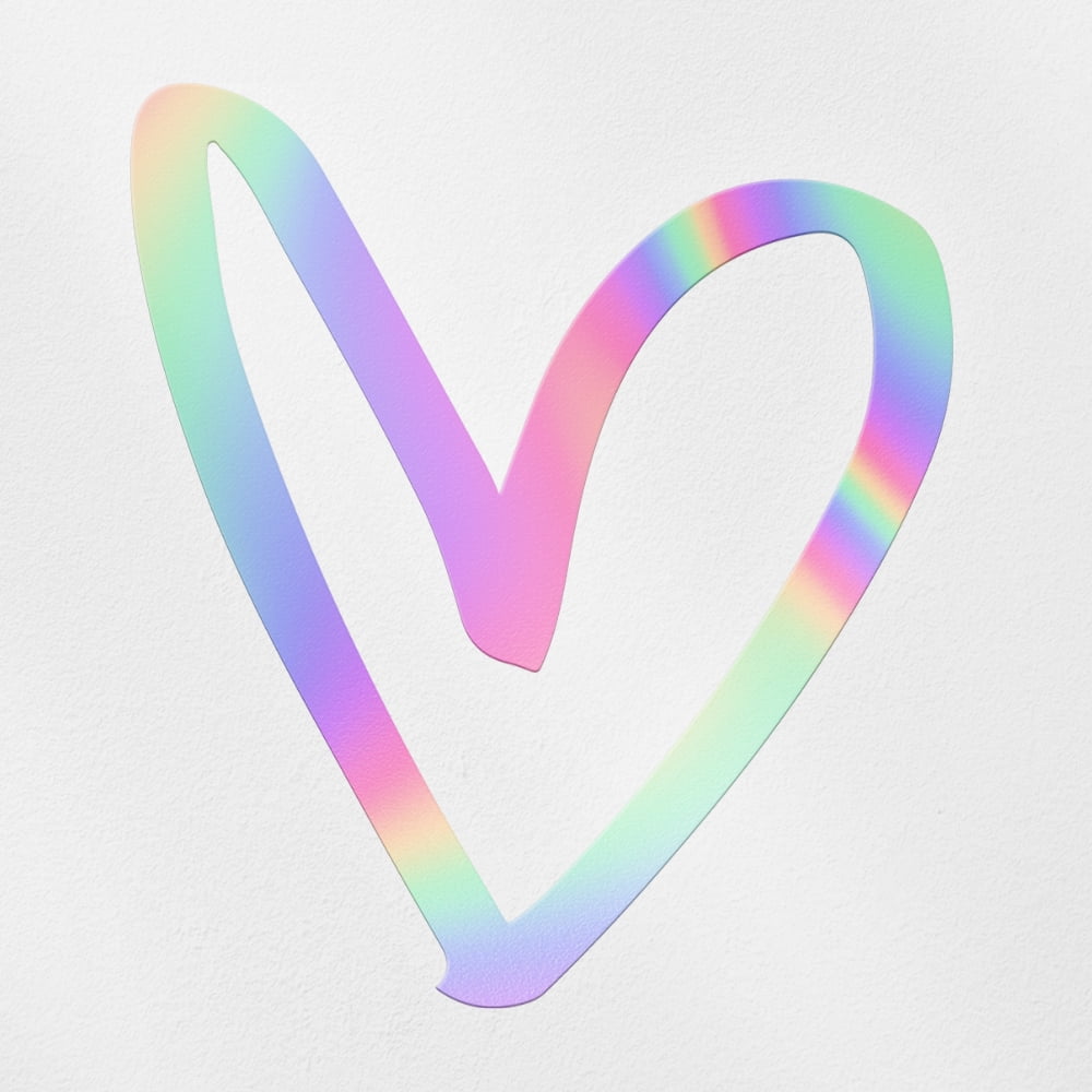 Transparent Decal Stickers Of Hand Drawn Heart (Hologram) Premium ...