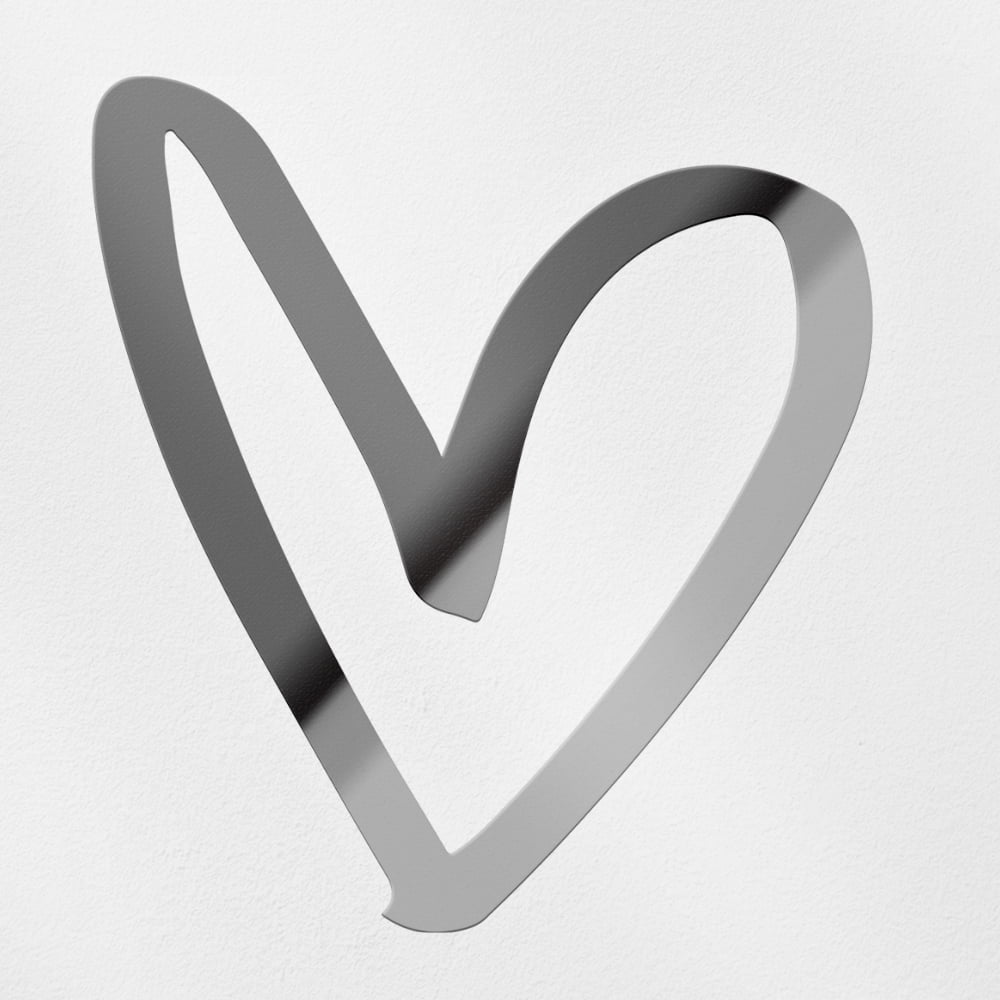 Transparent Decal Stickers Of Hand Drawn Heart (Metallic Silver ...