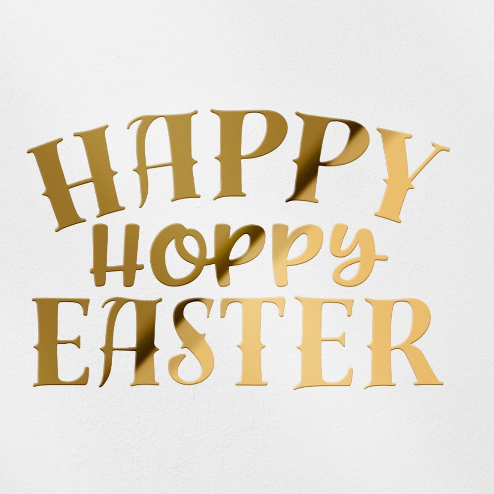 Transparent Decal Stickers Of Happy Hoppy Easter (Metallic Gold ...
