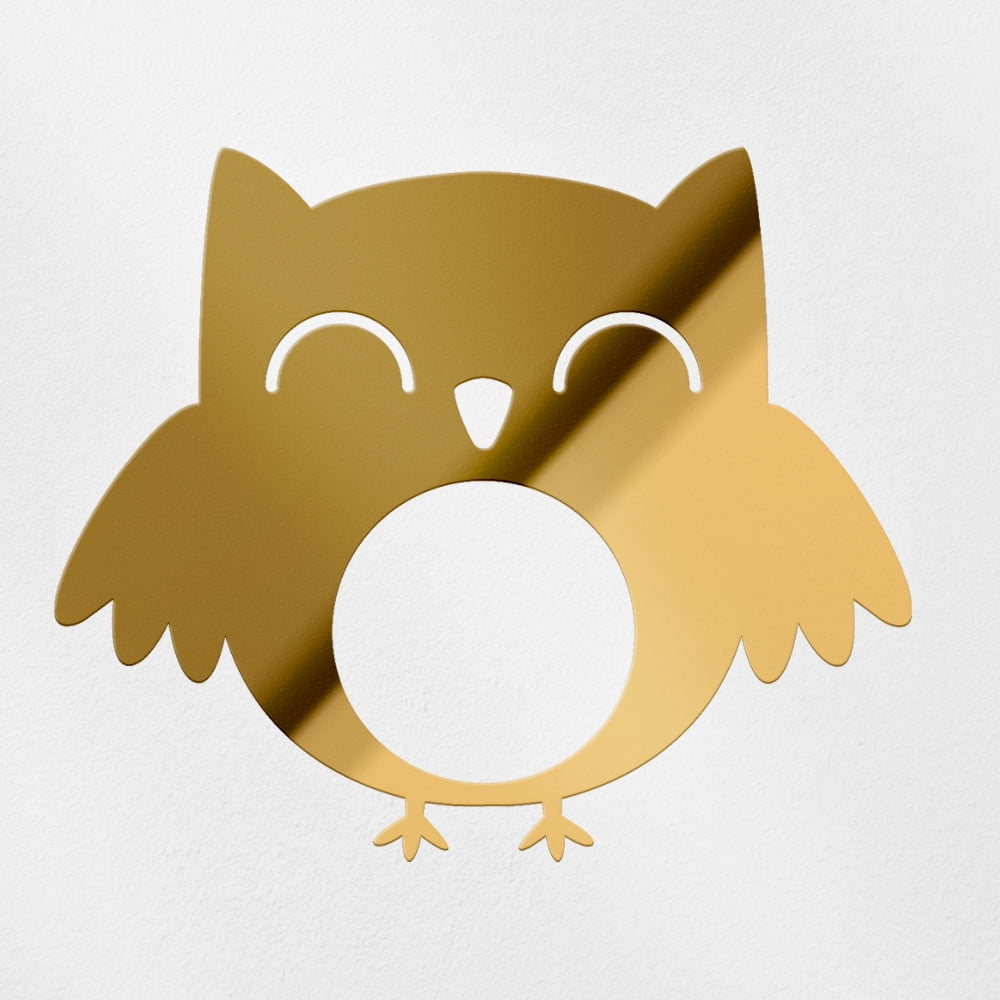 Transparent Decal Stickers Of Happy Owl (Metallic Gold) Premium ...