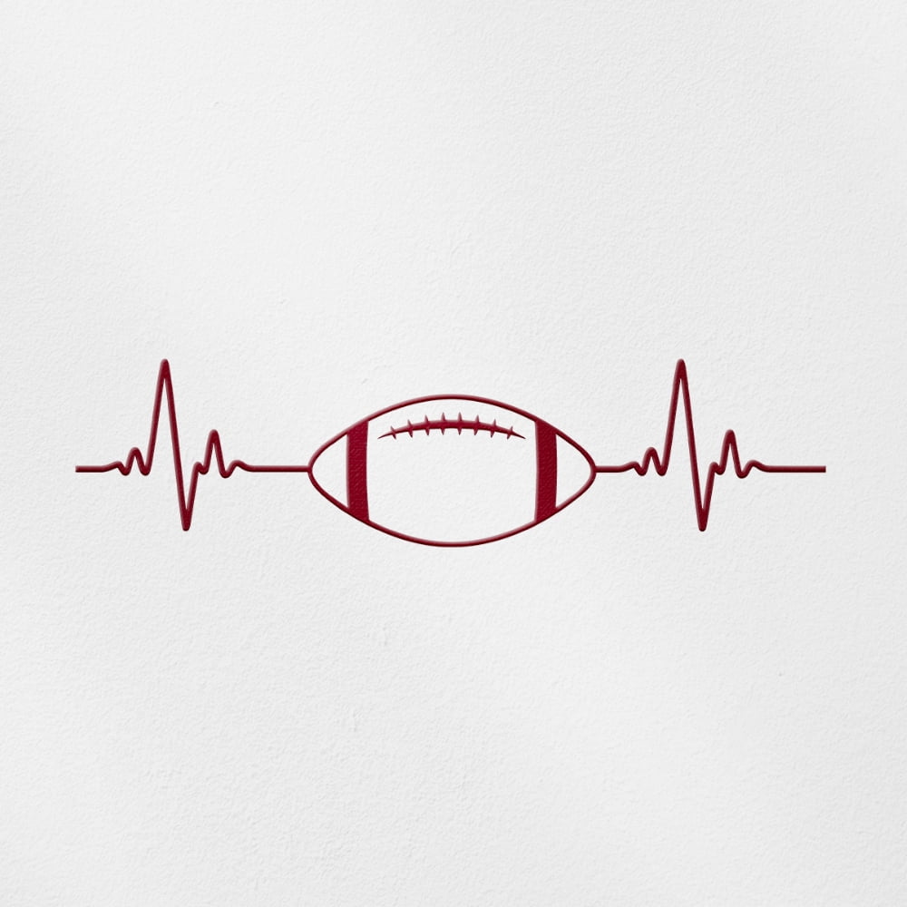 Transparent Decal Stickers Of Heartbeat Football (Burgundy) Premium ...