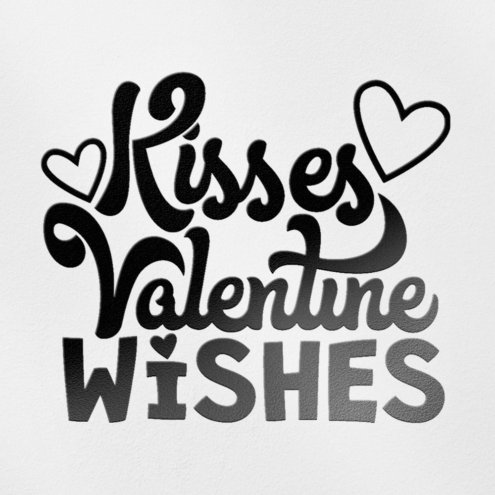 Transparent Decal Stickers Of Hugs Kisses And Valentine Wishes (Black ...