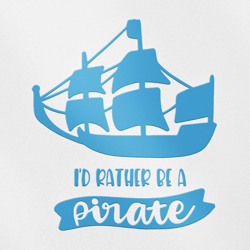 Transparent Decal Stickers Of Id Rather Be A Pirate (Azure Blue ...