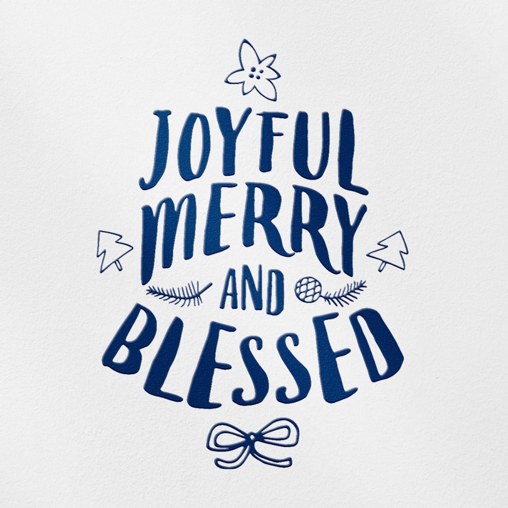 Transparent Decal Stickers Of Joyful Merry And Blessed (Navy Blue ...