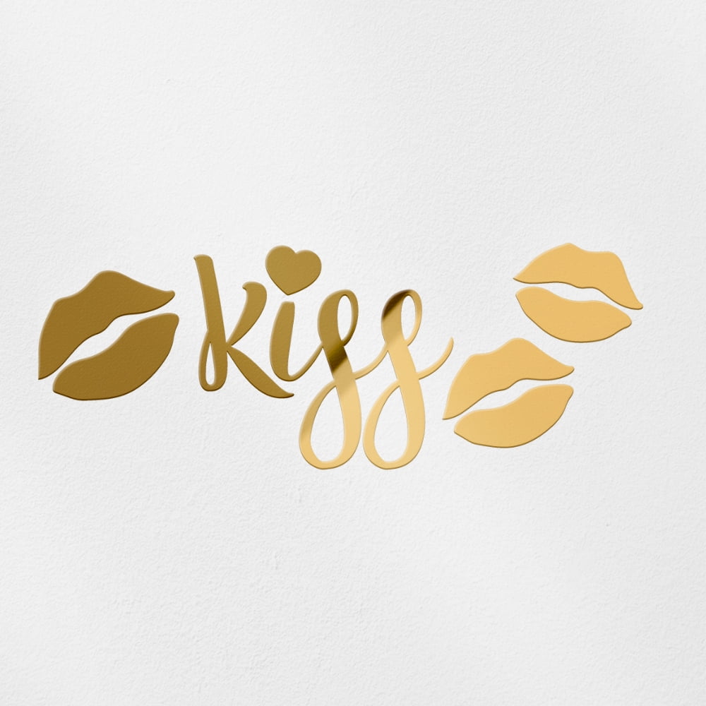 Transparent Decal Stickers Of Kiss (Metallic Gold) Premium Waterproof ...