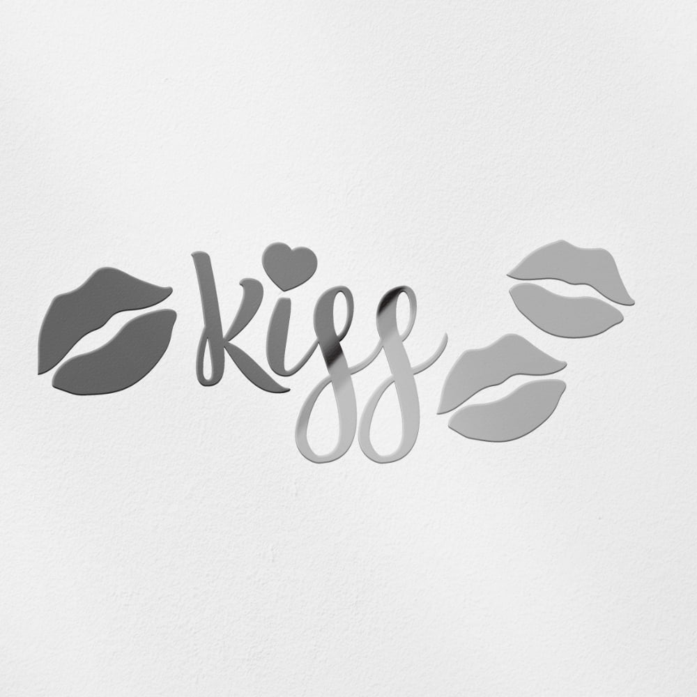 Transparent Decal Stickers Of Kiss (Metallic Silver) Premium Waterproof ...