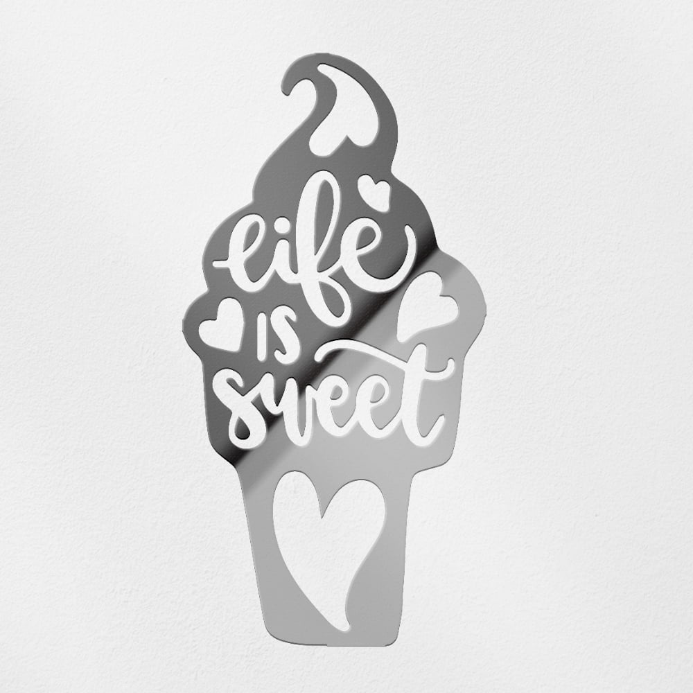 Transparent Decal Stickers Of Life Is Sweet (Metallic Silver) Premium ...